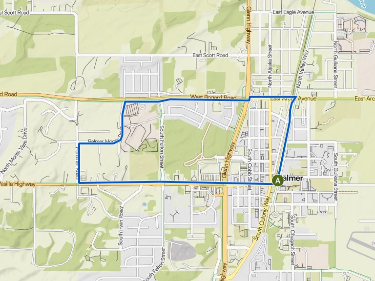 Bogard Road and Wasilla-Palmer Highway loop from Palmer Train Depot ...