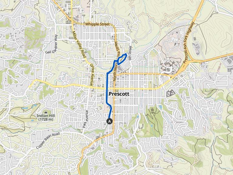 Ruta de Granite Creek Path a Granite Creek Park loop — Prescott ...