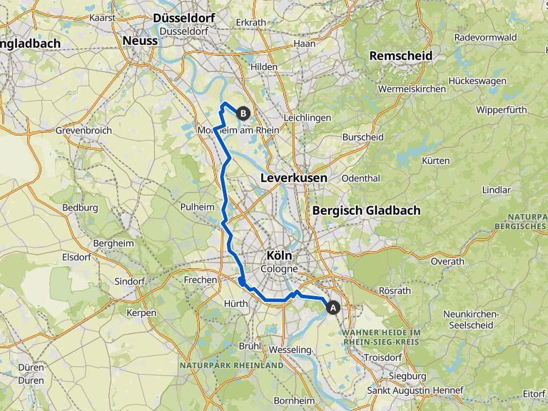 Von Porz Hbf nach Monheim/Baumberg bzw. Anschluss Düsseldorf Hellerhof ...