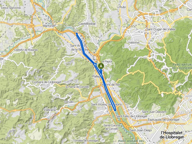 Ruta Llobregat entre Paseo de San Vicente y puente peatonal de ...