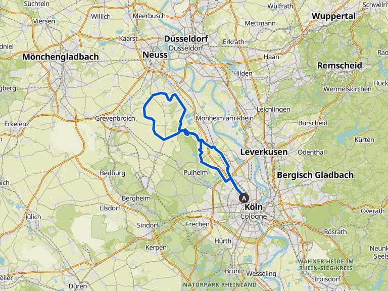 BSG-RheinEnergie 74km Permanente lrh. | Rennrad-Tour | Komoot