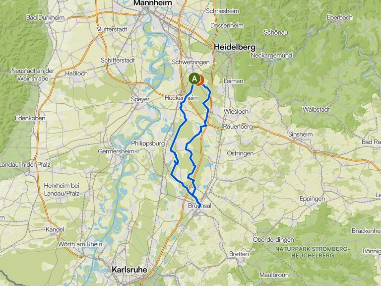 Durch die 🌳🦌 nach Bruchsal und zurück | Gravel-Tour | Komoot