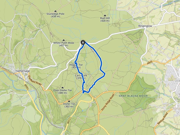 Higger Tor and Carl Walk loop via Burbage Edge — Peak District National ...