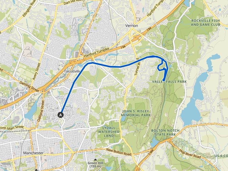 Hop River State Park Trail para Boulder Crest Lane Park e Andrew ...