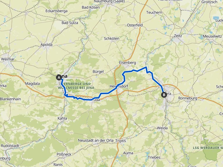 Thüringer Städtekette: Jena-Gera | Fahrradtour | Komoot