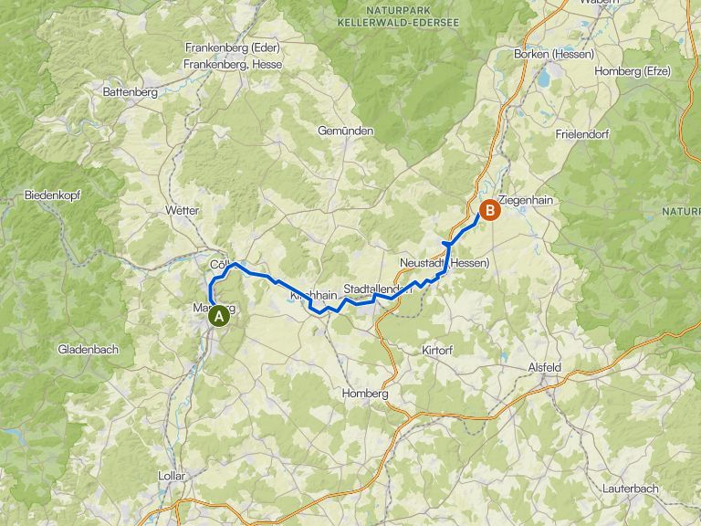 German Unity Cycle Route: Marburg – Schwalmstadt | ride | Komoot